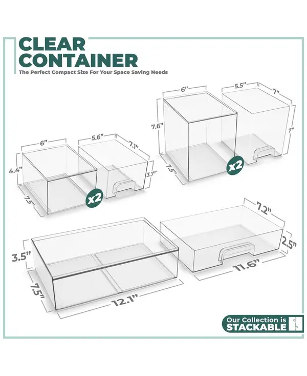 SORBUS 5 Piece Acrylic Drawer Organizers Makeup Case Pull-out Drawers