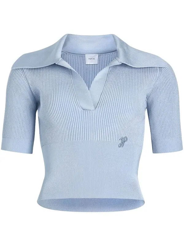 PATOU Knitted Polo Top - Blue