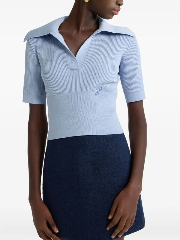 PATOU Knitted Polo Top - Blue