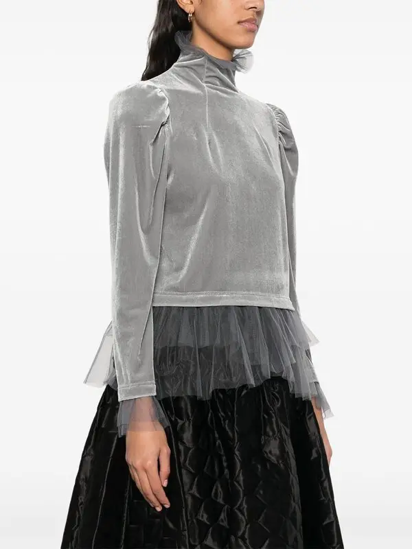 Noir Kei Ninomiya X Comme Des Garcons Velvet Top In Grey - 13% Off