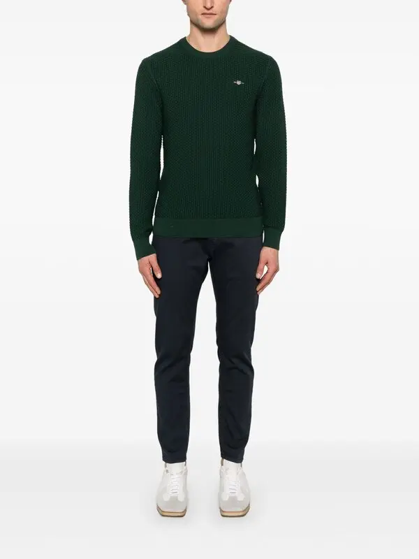 Gant Textured Cotton Sweater - Green