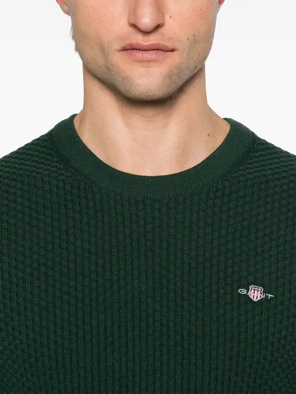 Gant Textured Cotton Sweater - Green