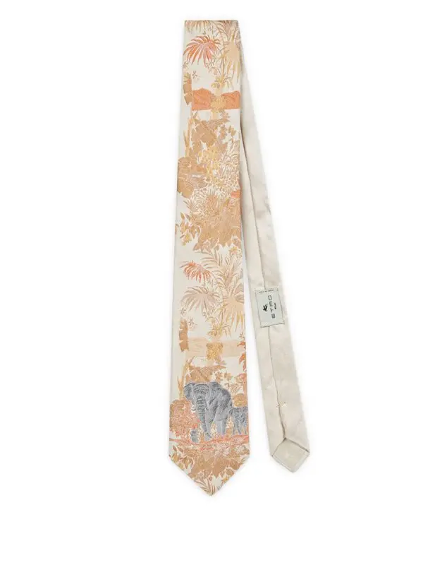 Etro Patterned Silk Tie - Neutrals