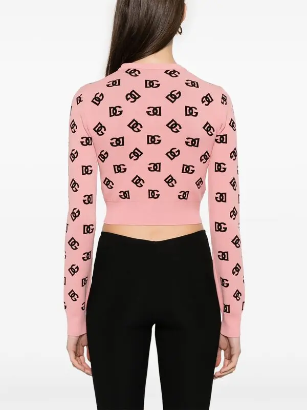 Dolce & Gabbana Dg Jacquard Cropped Sweater - Pink