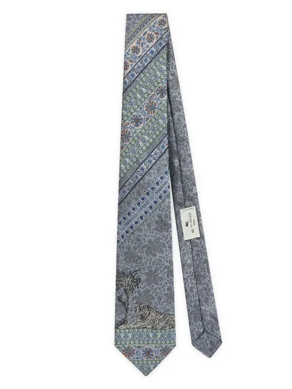 Etro Patterned Jacquard Neck Tie - Blue