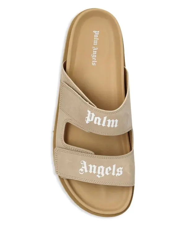Palm Angels Logo-print Leather Slides