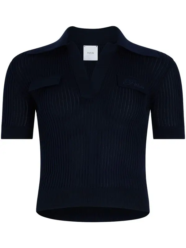 PATOU Ribbed Knit Polo Top