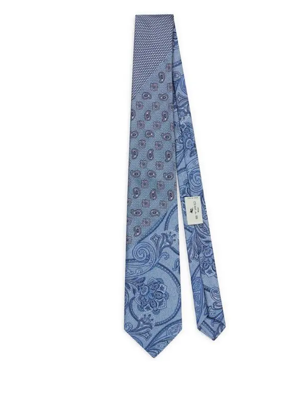 Etro Patchwork Neck Tie - Blue