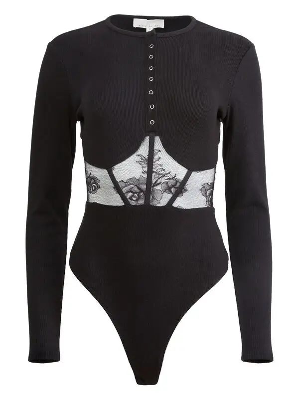 FLEUR DU MAL Panelled Lace Bodysuit