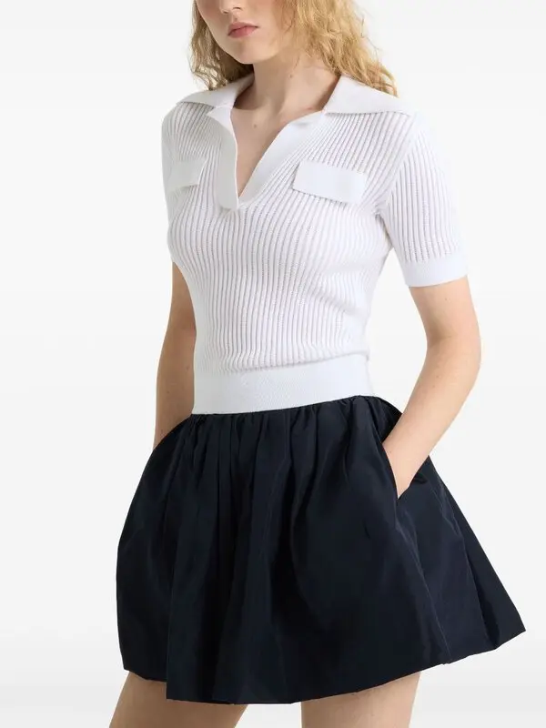 PATOU Ribbed Knit Polo Top - White