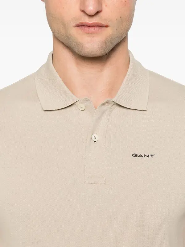 Gant Embroidered-logo Polo Shirt - Neutrals