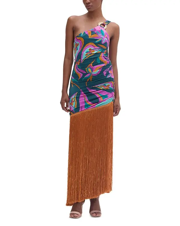 green emerald velvet dress SAMBA FRINGE CUT OUT MINI DRESS main image 0
