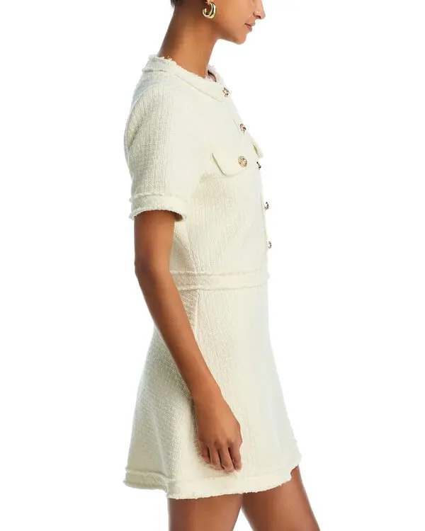 Aqua Tweed Short Sleeve Mini Dress