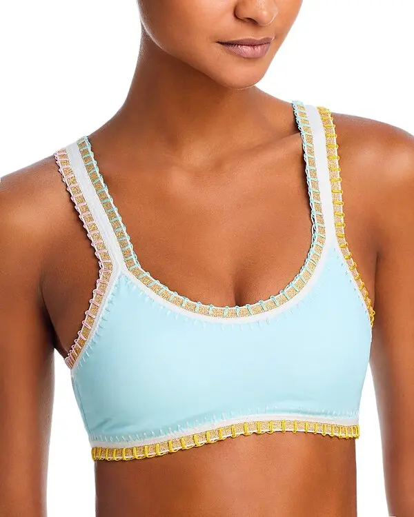 PLATINUM INSPIRED BY SOLANGE FERRARINI Sporty Contrast Stitch Bikini Top - Light Blue