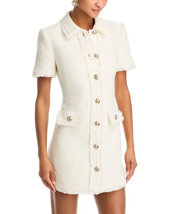 Cinq À Sept Pammy Button-front Tweed Dress - Gardenia