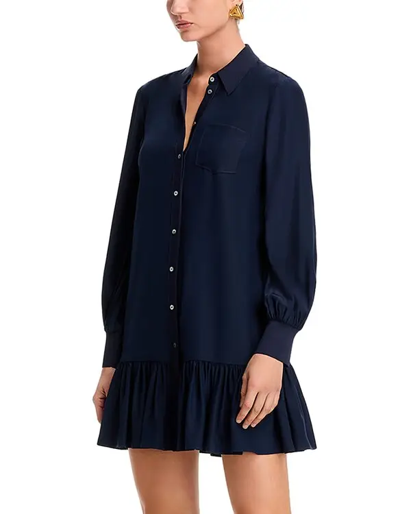 Cinq À Sept Lelaina Button Front Shift Dress - Navy