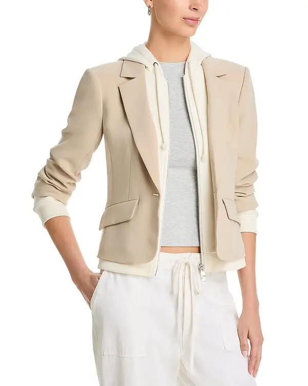 Cinq À Sept Khloe Hooded Blazer - Khaki/ivory