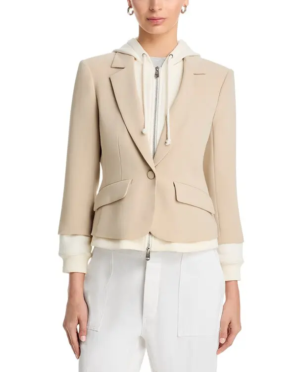 Cinq À Sept Khloe Hooded Blazer - Khaki/ivory
