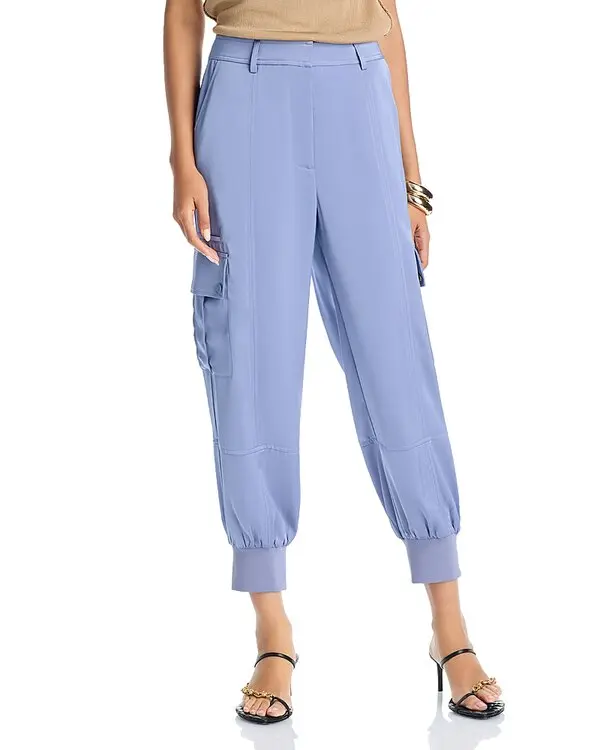 Aqua Satin Jogger Pants - Light Blue