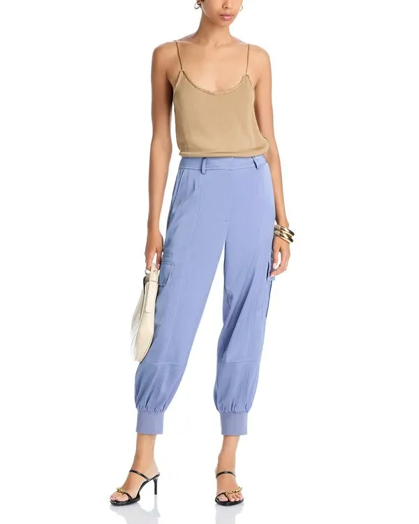 Aqua Satin Jogger Pants - Light Blue