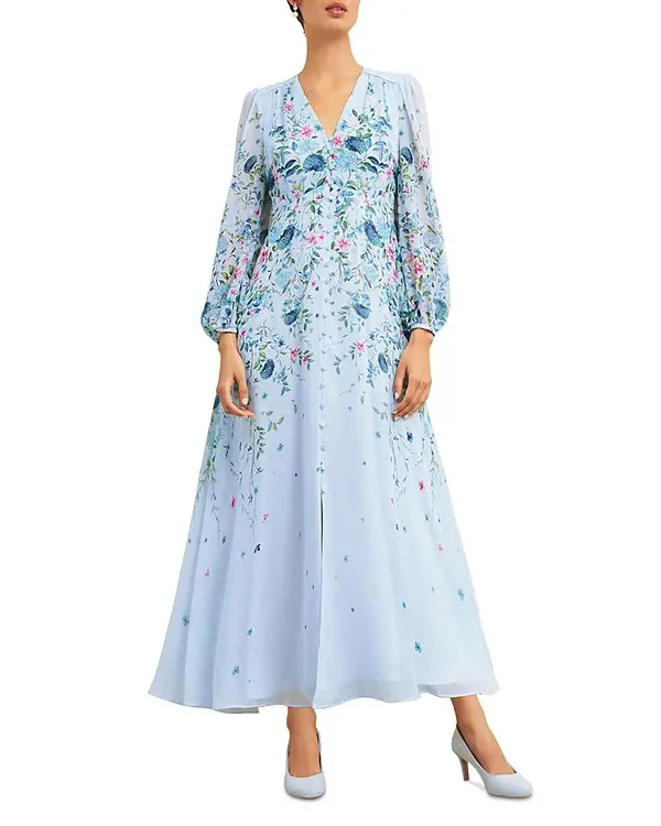 hobbs blue silk dress Sia Floral Silk Dress