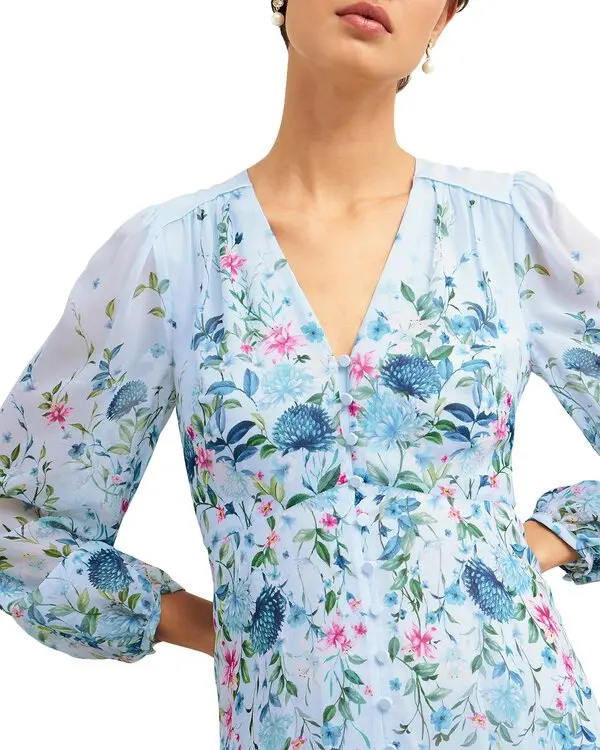 hobbs blue silk dress Caversham Silk Floral Dress