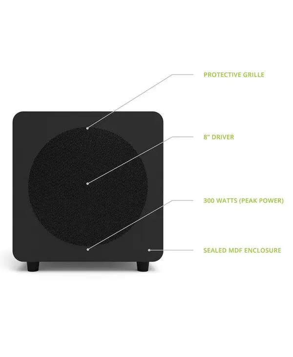 KANTO Sub8 8" Sealed Powered Subwoofer - Matte Black Subvmb
