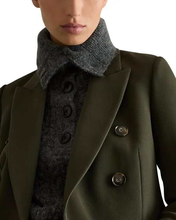 Reiss Priya Twill Double-Breasted Blazer In Green | Editorialist