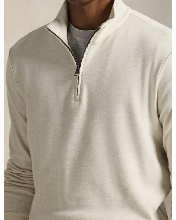 Polo Ralph Lauren Luxury Double Knit Jacquard Quarter Zip Pullover - Beige