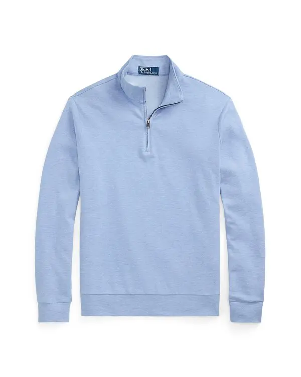 Polo Ralph Lauren Luxury Double Knit Jacquard Quarter Zip Pullover - Blue