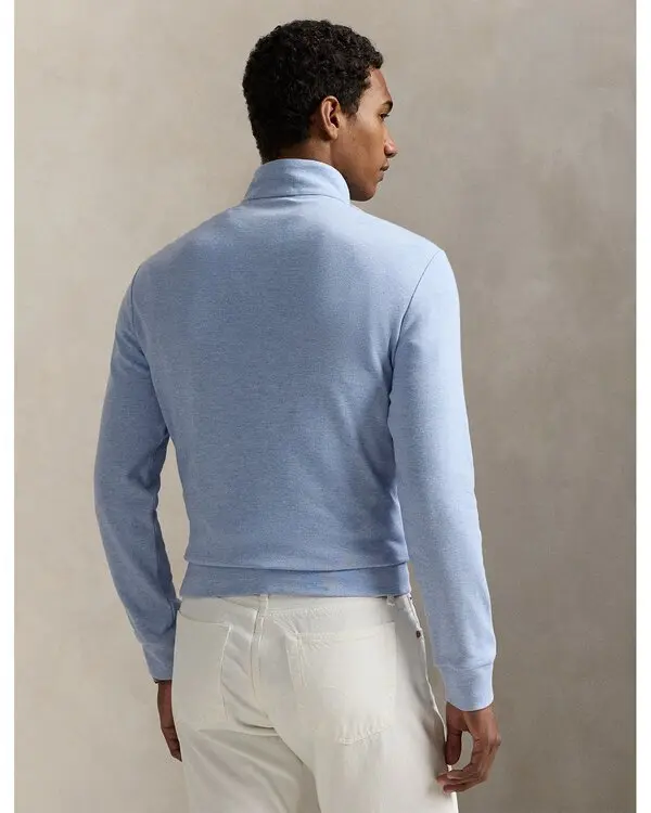 Polo Ralph Lauren Luxury Double Knit Jacquard Quarter Zip Pullover - Blue