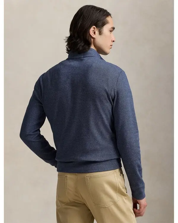 Polo Ralph Lauren Luxury Double Knit Jacquard Quarter Zip Pullover - Navy