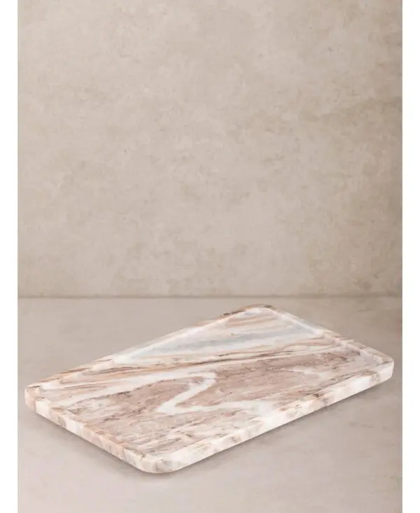 GAURI KOHLI Clover Beige Marble Tray