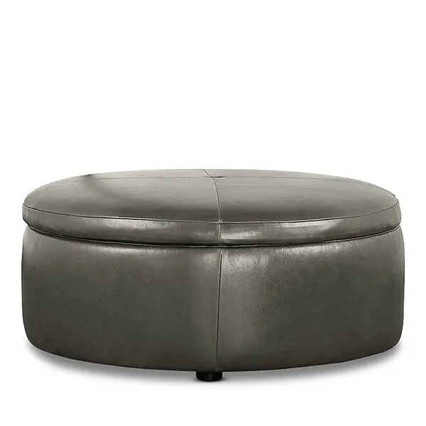 Bloomingdale'S Alta Large Round Storage Ottoman, In Leather - Brighton Loden