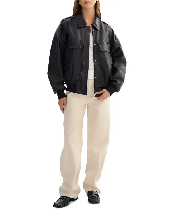 LAMARQUE Trevanna Leather Bomber Jacket - Black