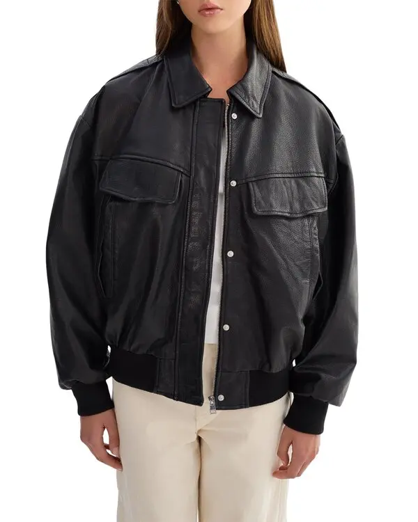 LAMARQUE Trevanna Leather Bomber Jacket - Black