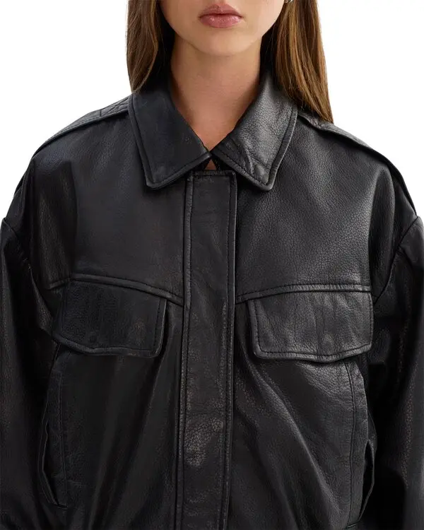 LAMARQUE Trevanna Leather Bomber Jacket - Black