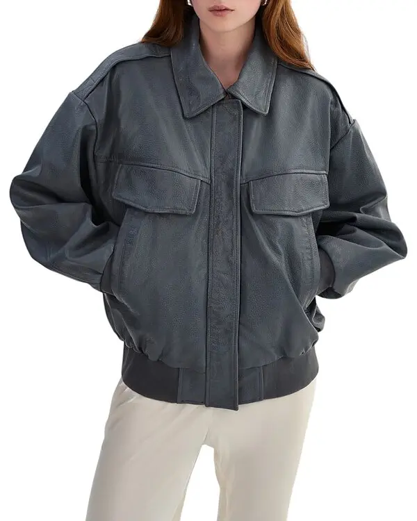 LAMARQUE Trevanna Leather Bomber Jacket - Graphite