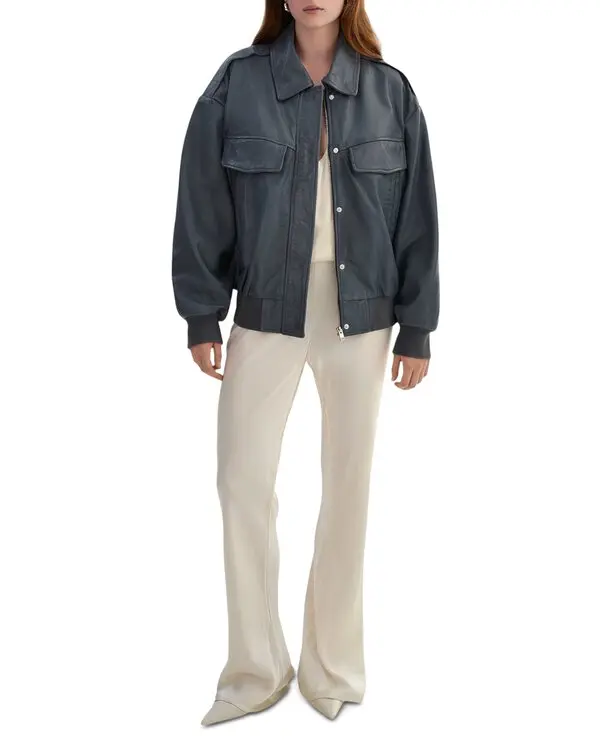 LAMARQUE Trevanna Leather Bomber Jacket - Graphite