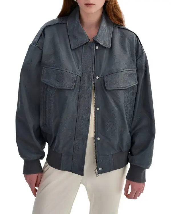 LAMARQUE Trevanna Leather Bomber Jacket - Graphite