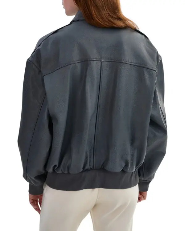 LAMARQUE Trevanna Leather Bomber Jacket - Graphite