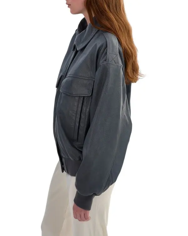 LAMARQUE Trevanna Leather Bomber Jacket - Graphite