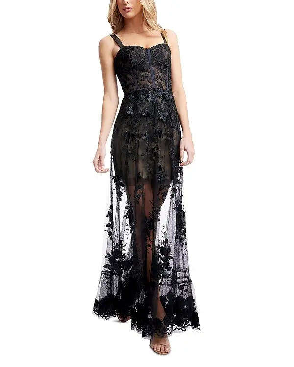 Dress The Population Anabel Gown - Black-Nude
