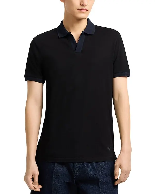 Emporio Armani Contrasting Collar & Cuffs Polo Shirt - Black Beauty
