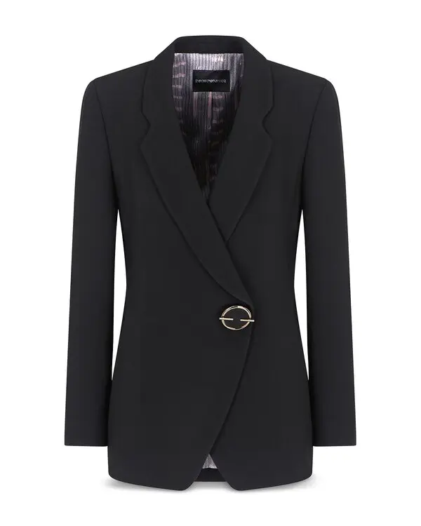 Emporio Armani Crepe Cady Blazer With Metal Closure