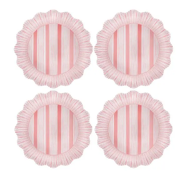 JULISKA Cabana Stripe Melamine Dinner Plate, Set Of 4 - Coral