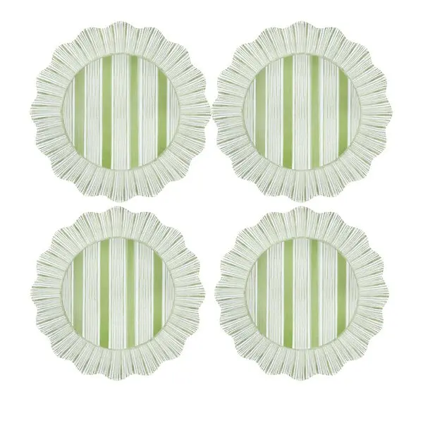 JULISKA Cabana Stripe Melamine Dinner Plate, Set Of 4 - Seagrass Green