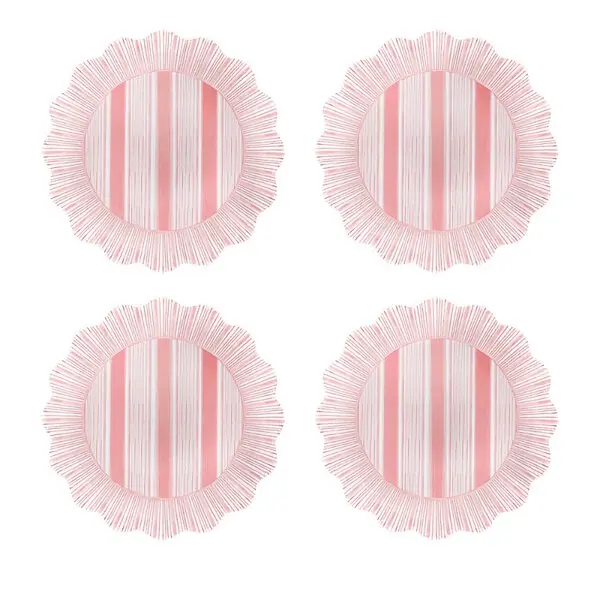 JULISKA Cabana Stripe Melamine Dessert/salad Plate, Set Of 4 - Coral