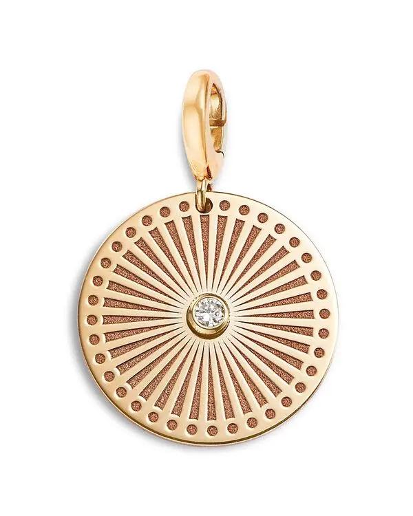 Zoe Chicco 14k Diamond Sunbeam Medallion Clip On Charm - Gold