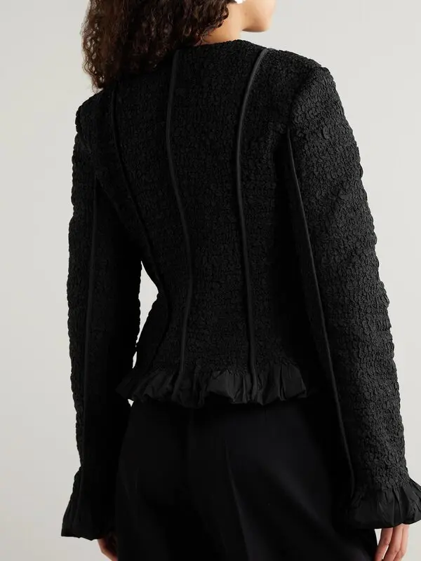 JIL SANDER Ruffled Smocked Twill Jacket